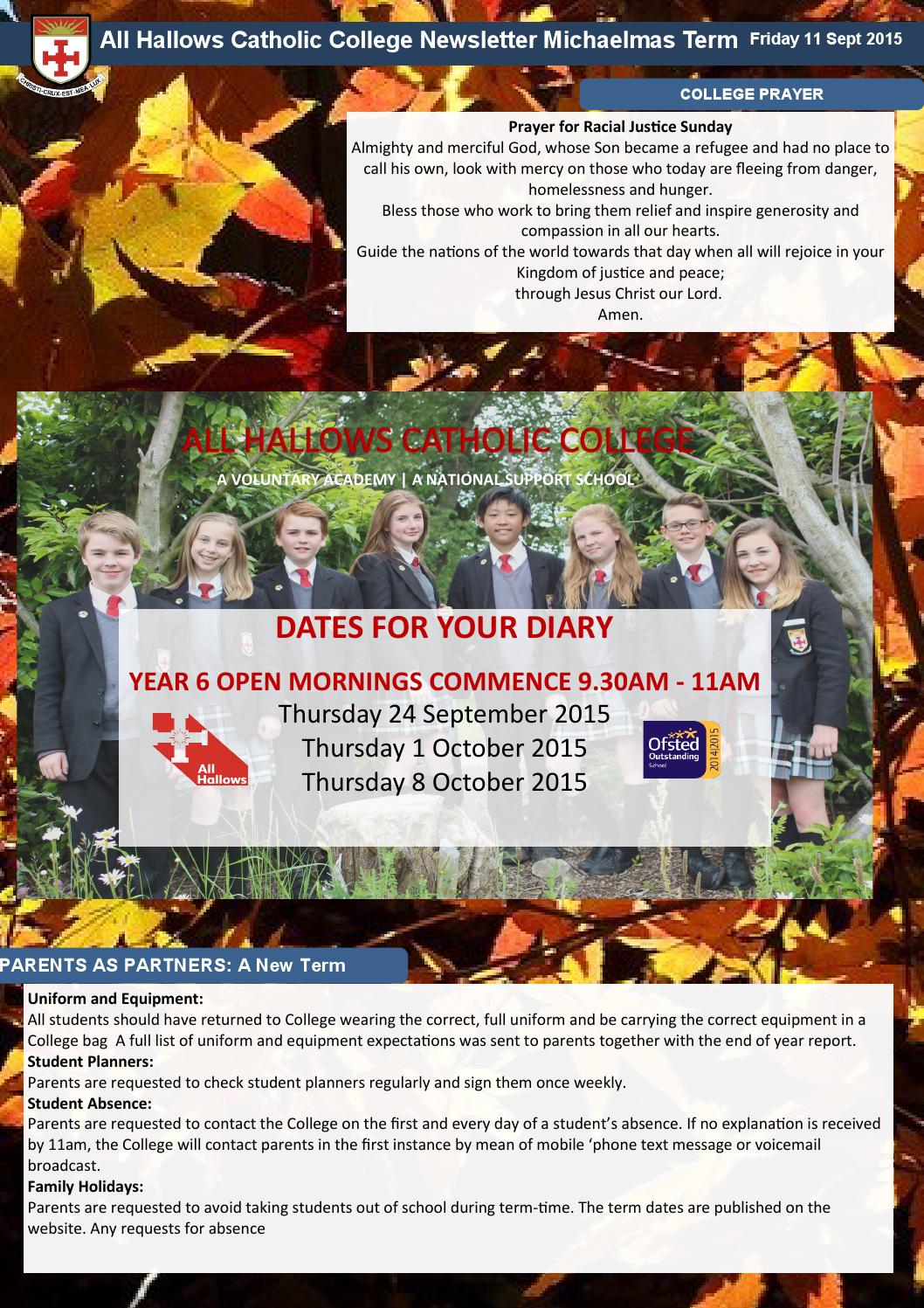 11 september 2015 by All Hallows Catholic College - Issuu