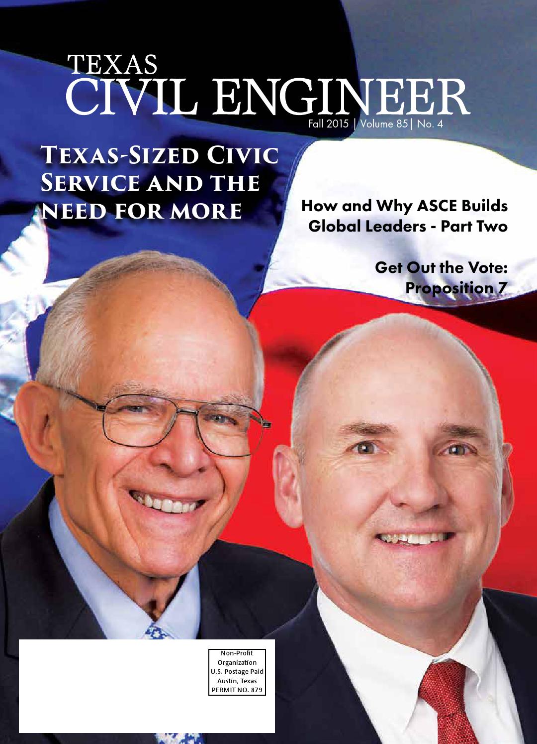 Texas Civil Engineer - Fall 2015, Volume 85, No. 4 by TexasASCE - Issuu