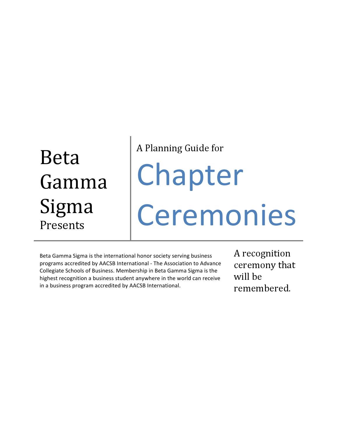 Sample Recognition Ceremonies Planning Guide by Beta Gamma Sigma - Issuu