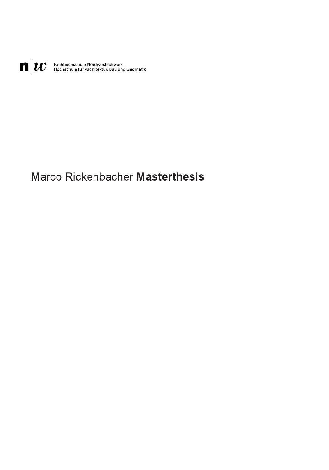FS14 Marco Rickenbacher Thesisbuch by Master Architektur - Issuu