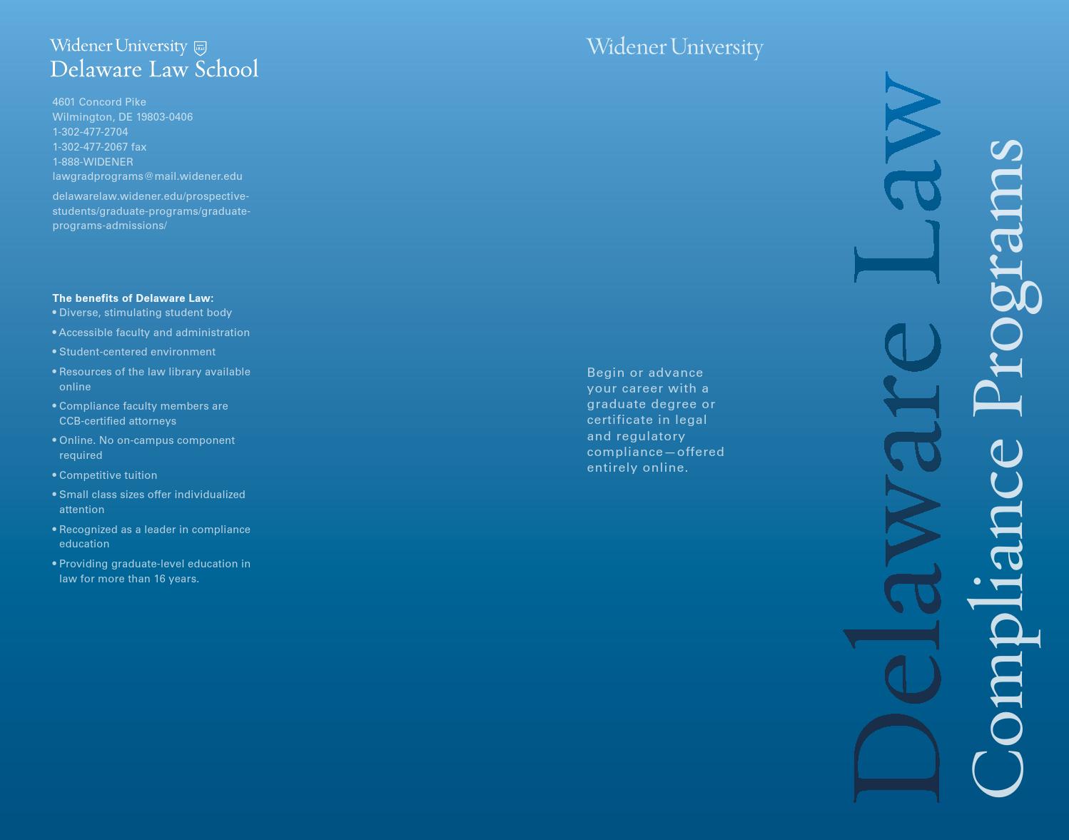 Compliance Programs Brochure by Widener University Delaware Law School - Issuu