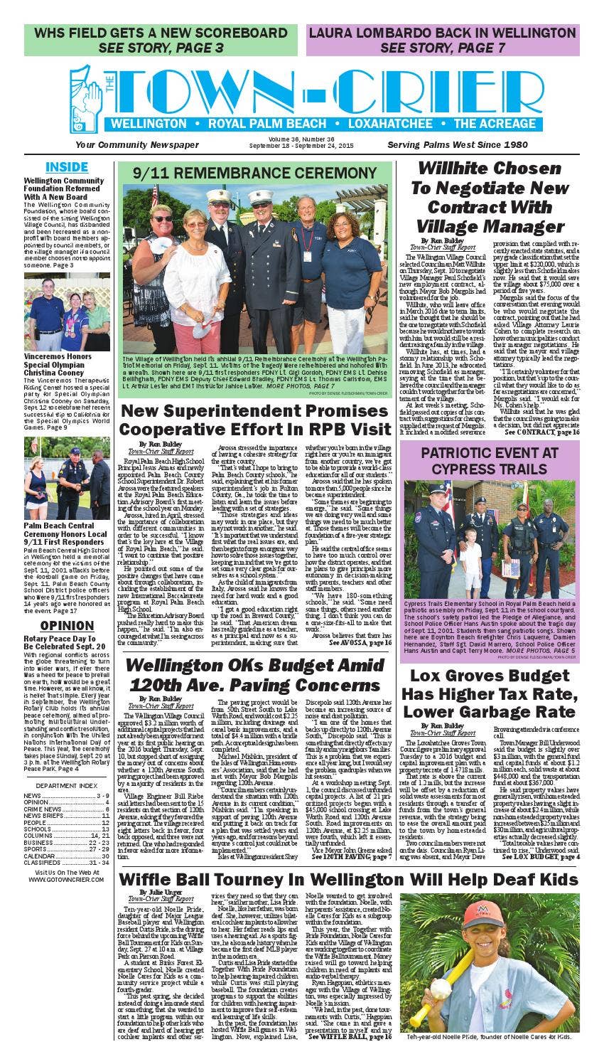 Town-Crier Newspaper September 18, 2015 by Wellington The Magazine LLC ...