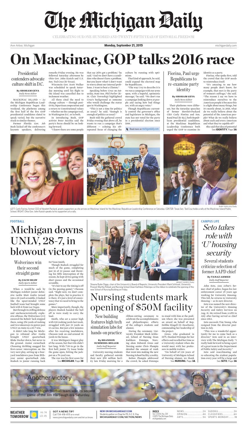 2015-09-21 by The Michigan Daily - Issuu
