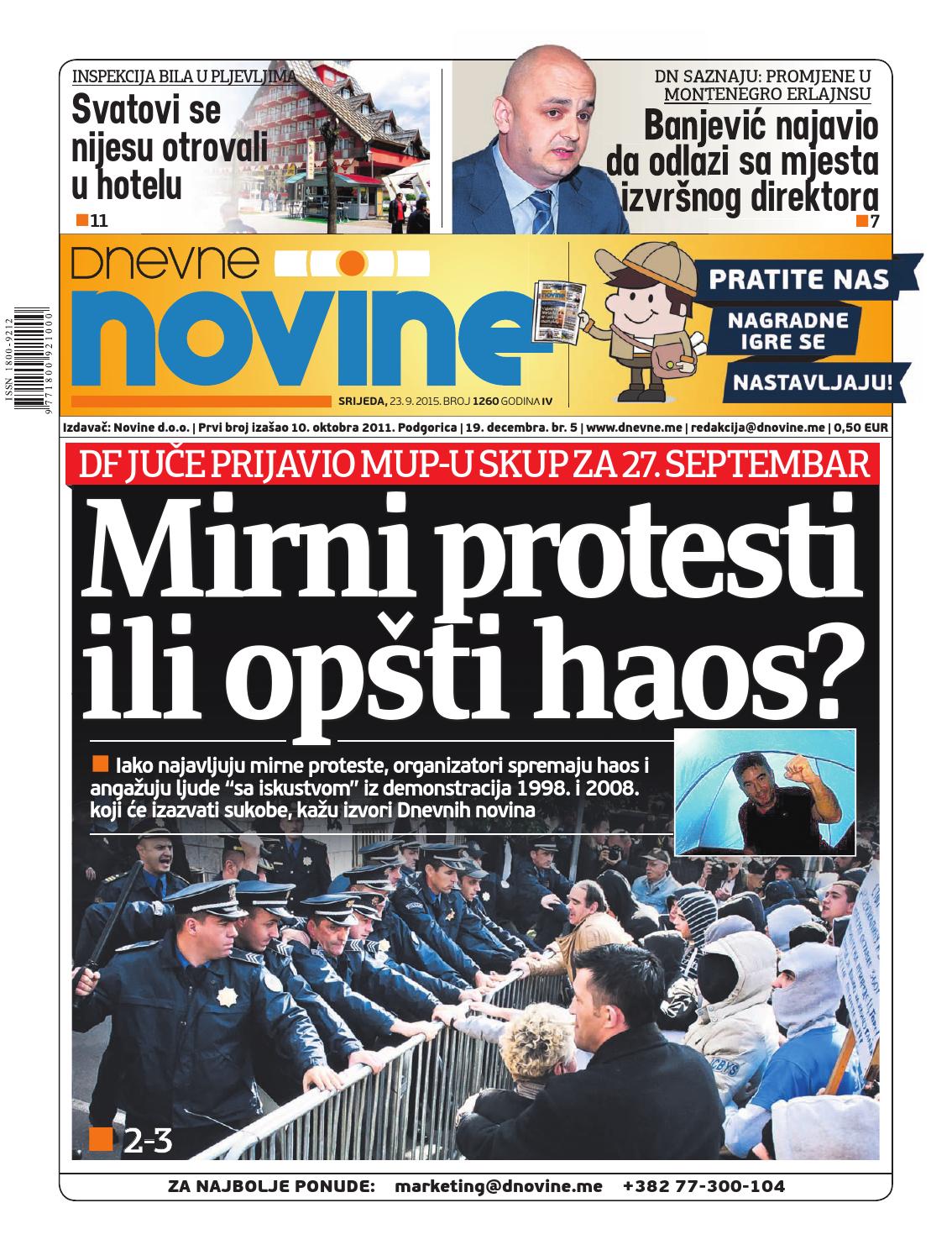 Naslovna 23. septembar 2015. by Dnevne Novine - Issuu