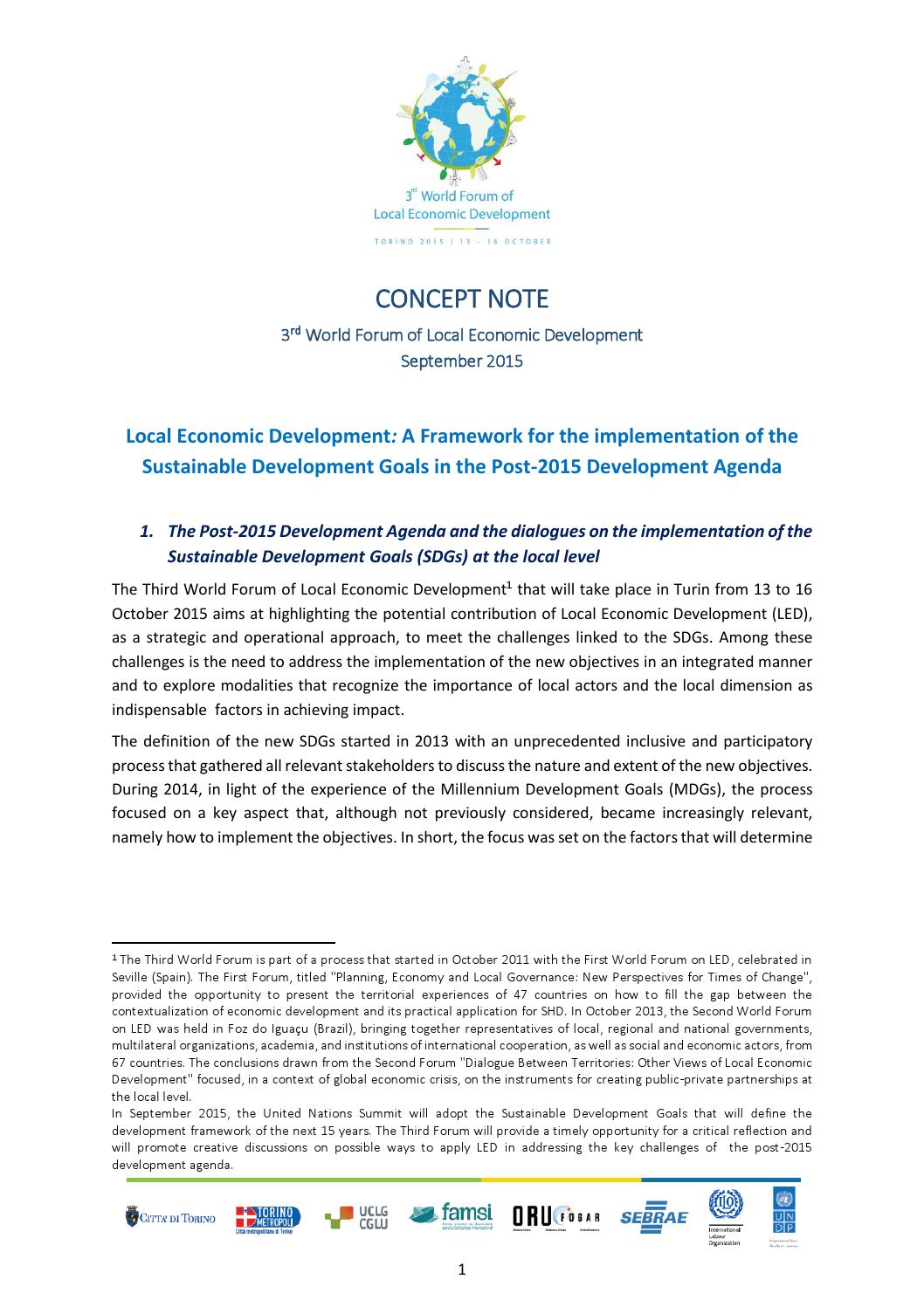 3rd World Forum of Local Economic Development Concept Note by UNDP ART ...