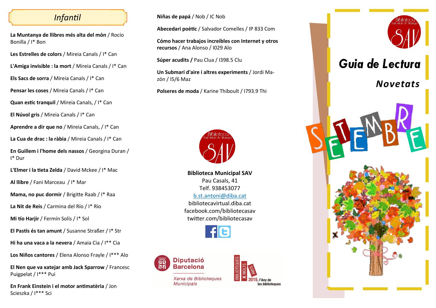 Guia de lectura setembre llibres 2015 by Biblioteca SAV - Issuu