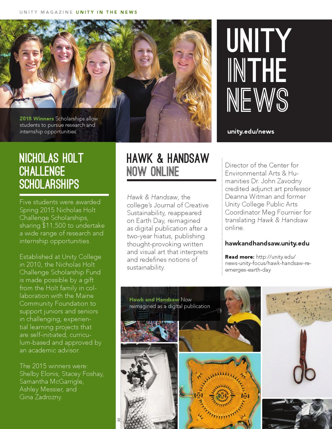 Unity College Magazine - Summer 2015 "Unity" by Unity College - Issuu