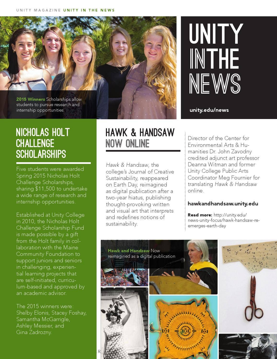 Unity College Magazine - Summer 2015 "Unity" by Unity Environmental ...