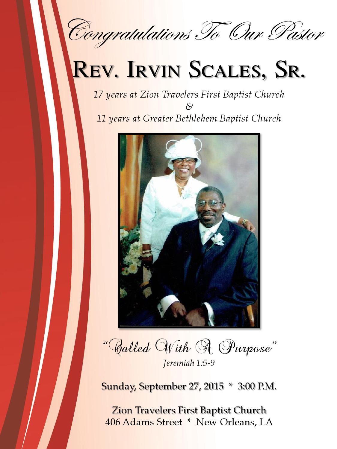 Pastor Irvin Scales Anniversary Program By Our Celebrations Of Life Issuu
