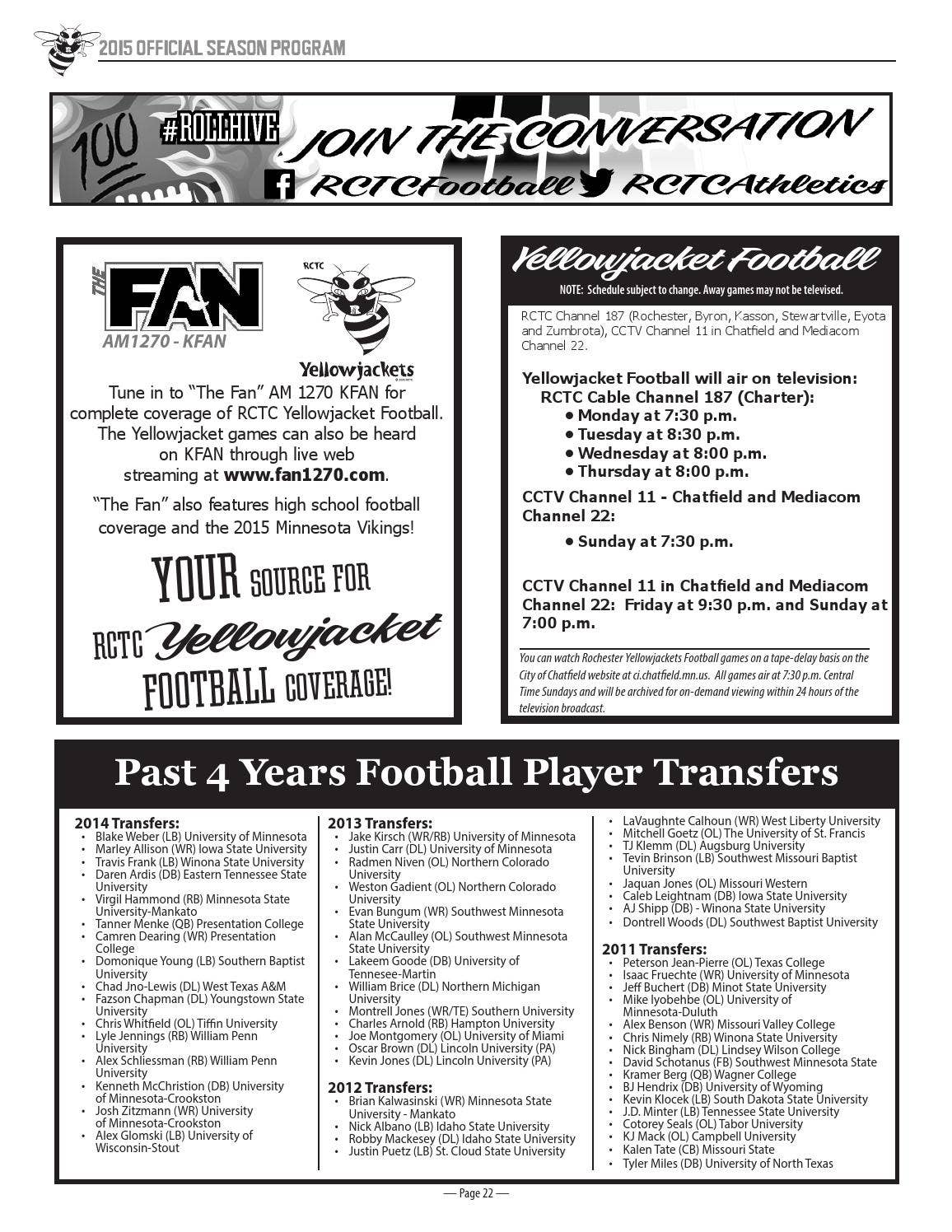 RCTC 2015 Football Season Program by Rochester Community and Technical ...