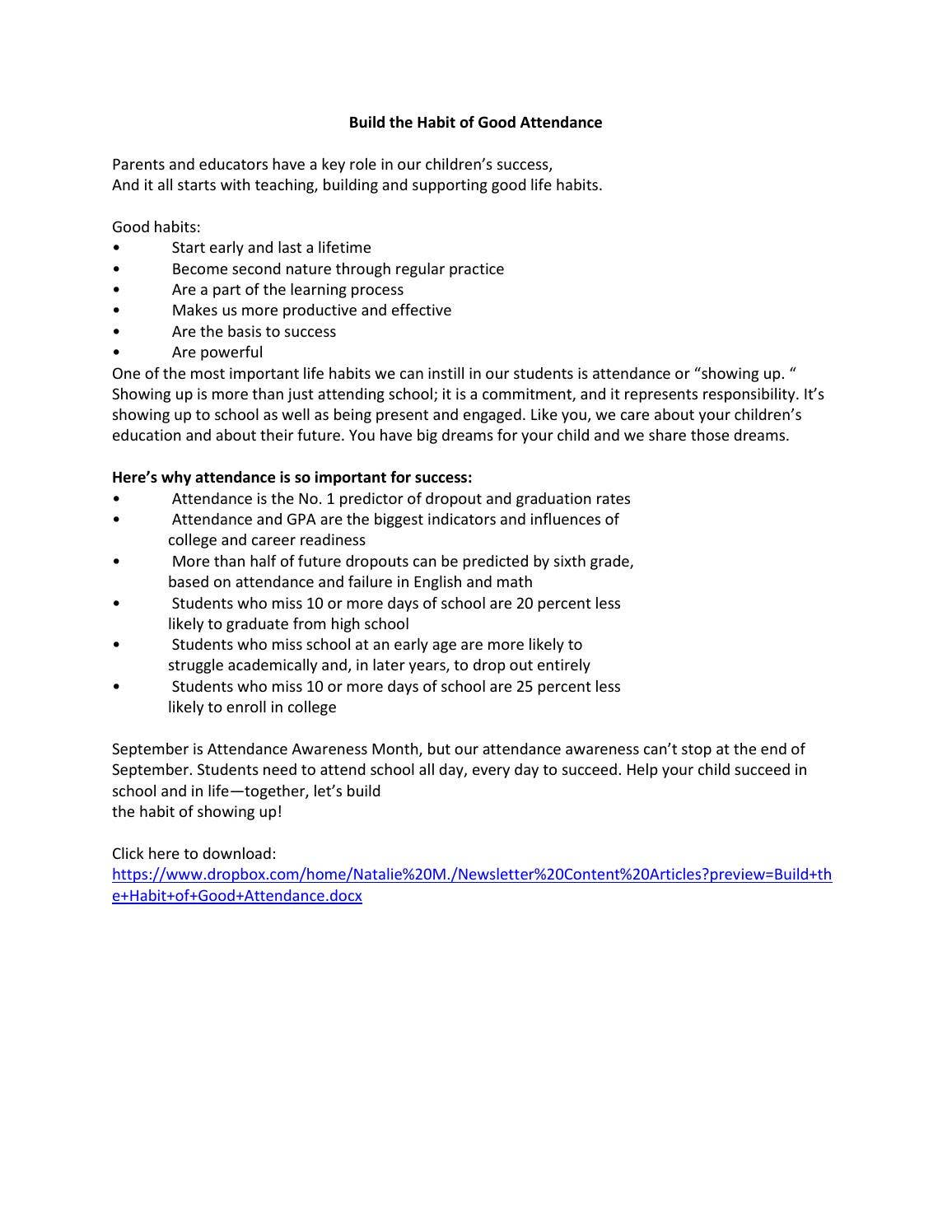 Build the habit of good attendance by Academy Publishing, Inc. - Issuu