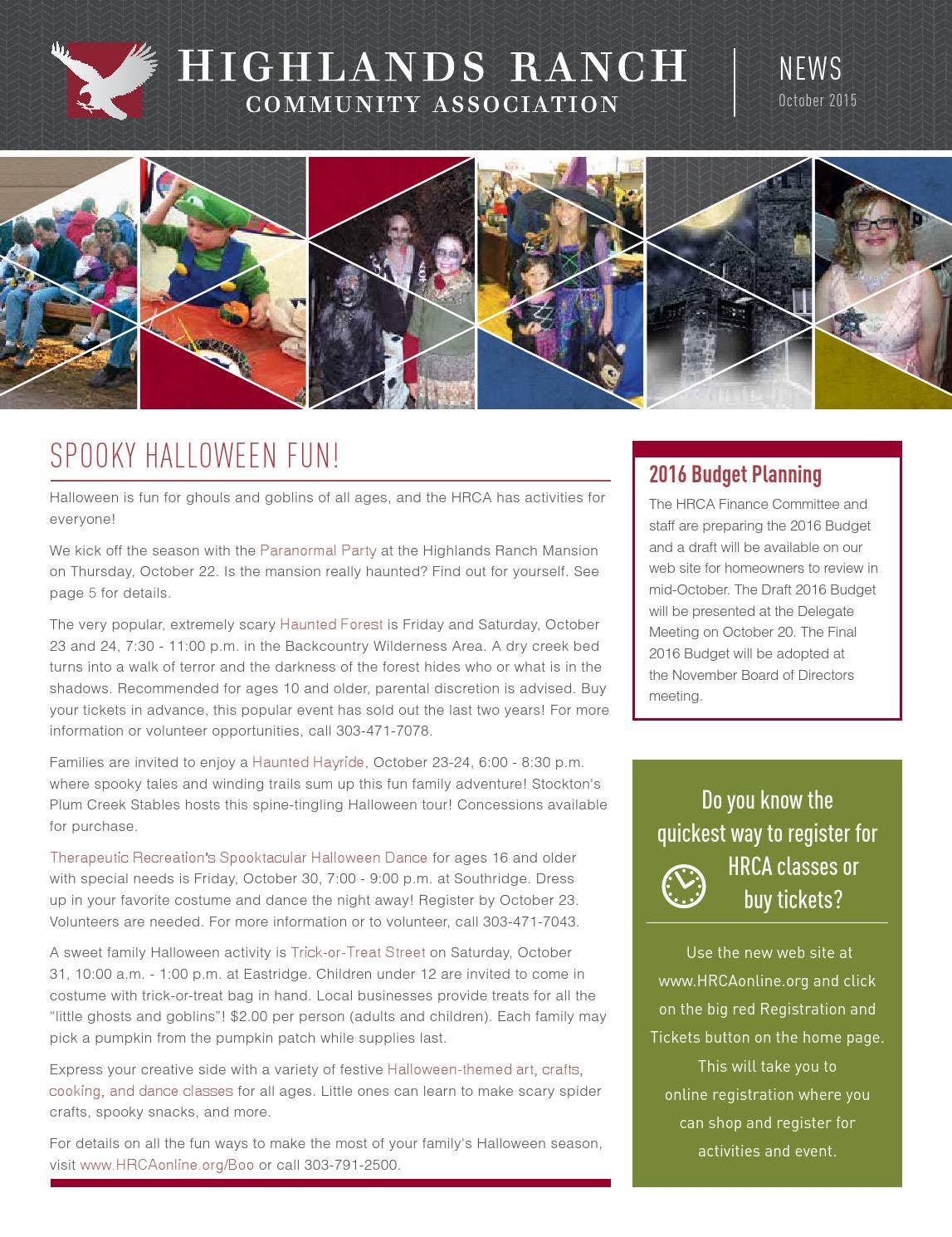 HRCA October Newsletter 2015 by Highlands Ranch Community Association ...