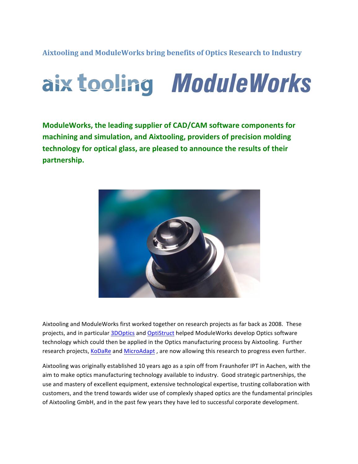 Moduleworks press release aixtooling and moduleworks bring benefits of ...