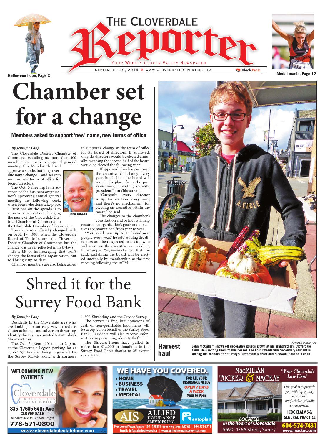 Cloverdale Reporter, September 30, 2015 by Black Press Media Group - Issuu