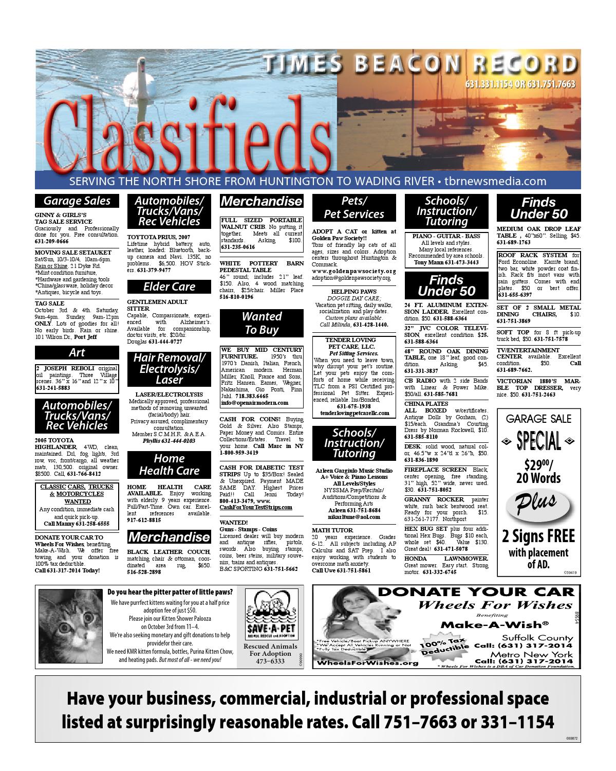Classifieds - October 1, 2015 by TBR News Media - Issuu
