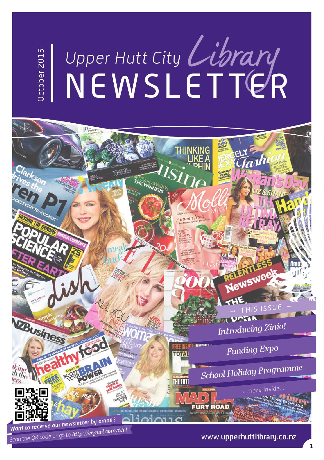 Upper Hutt City Library Newsletter October 2015 by Upper Hutt City Libraries - Issuu