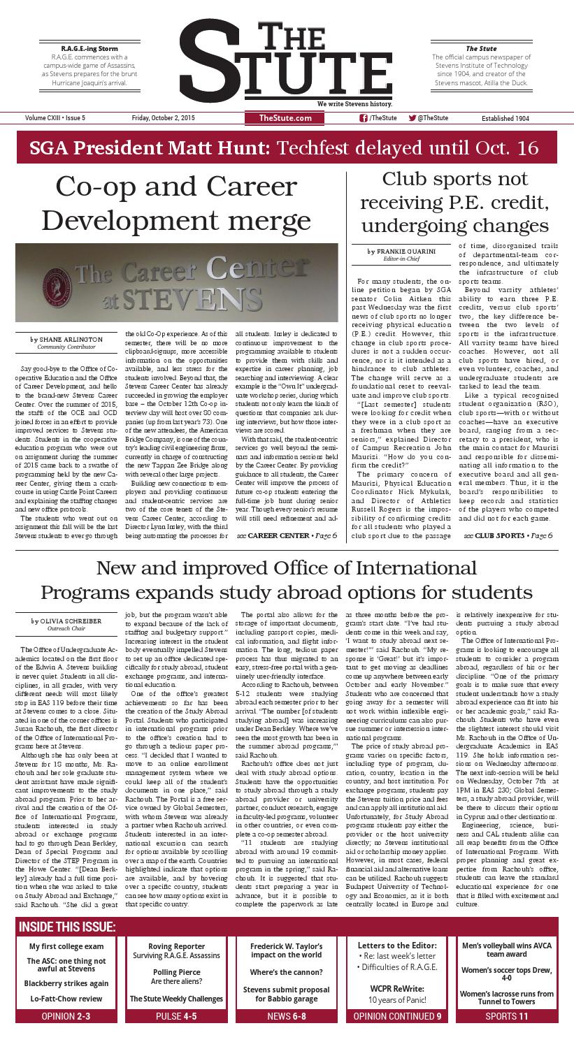 [The Stute] October 02, 2015 (Issue 5, Volume CXIII) by The Stute - Issuu