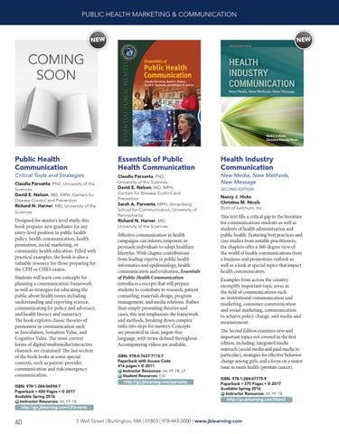 2016 Public Health & Health Administration Catalog by Jones & Bartlett ...
