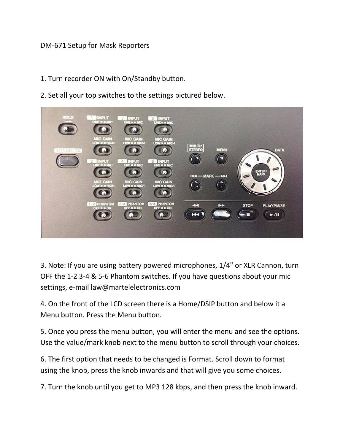 Dm671 setup for mask reporters by Carl Williams - Issuu
