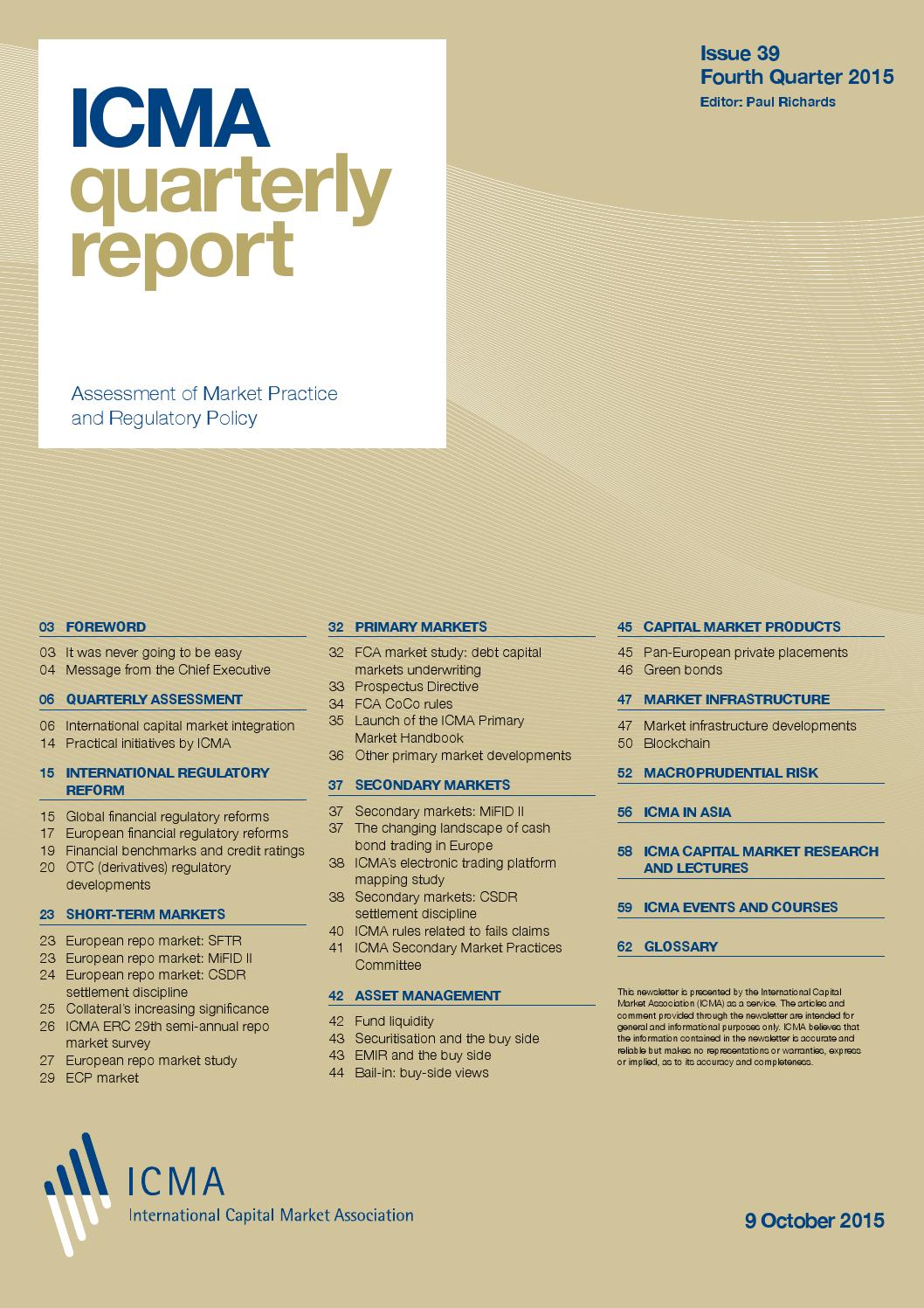 ICMA Quarterly Report Fourth Quarter 2015 by ICMA - Issuu