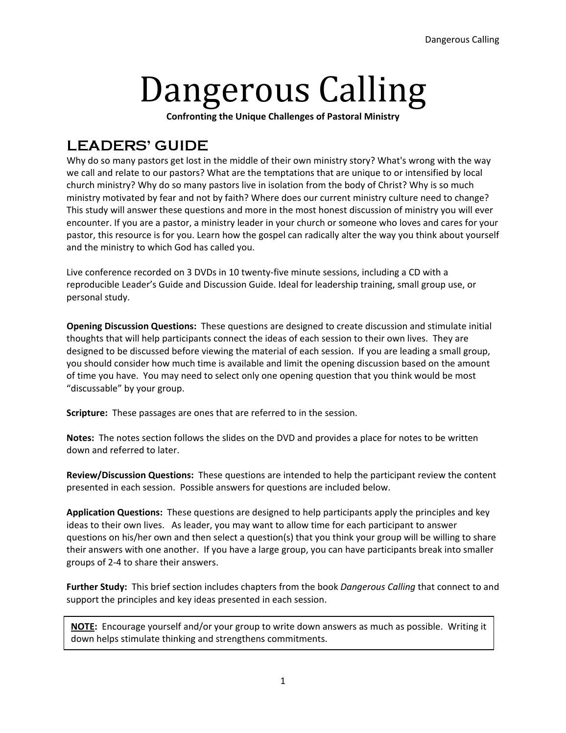 Dangerous Calling | Paul Tripp Leader's Guide by Paul Tripp Ministries ...
