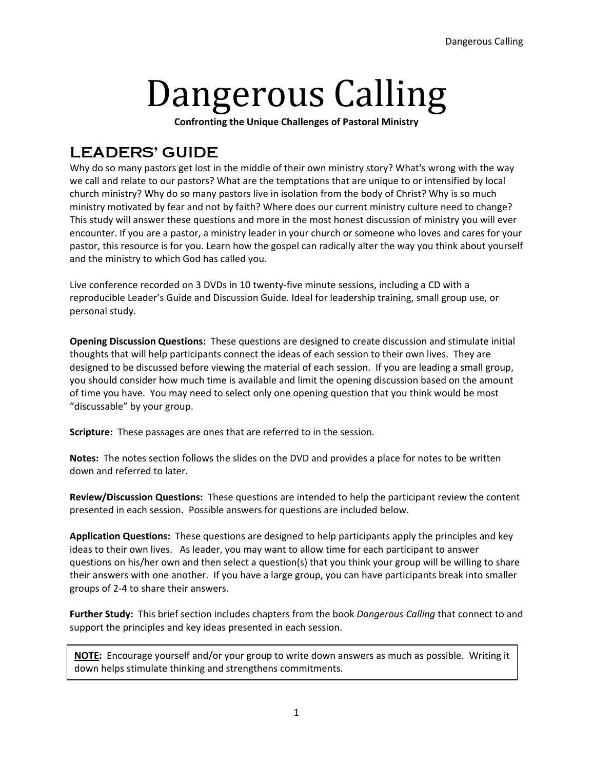 Dangerous Calling | Paul Tripp Leader's Guide by Paul Tripp Ministries ...