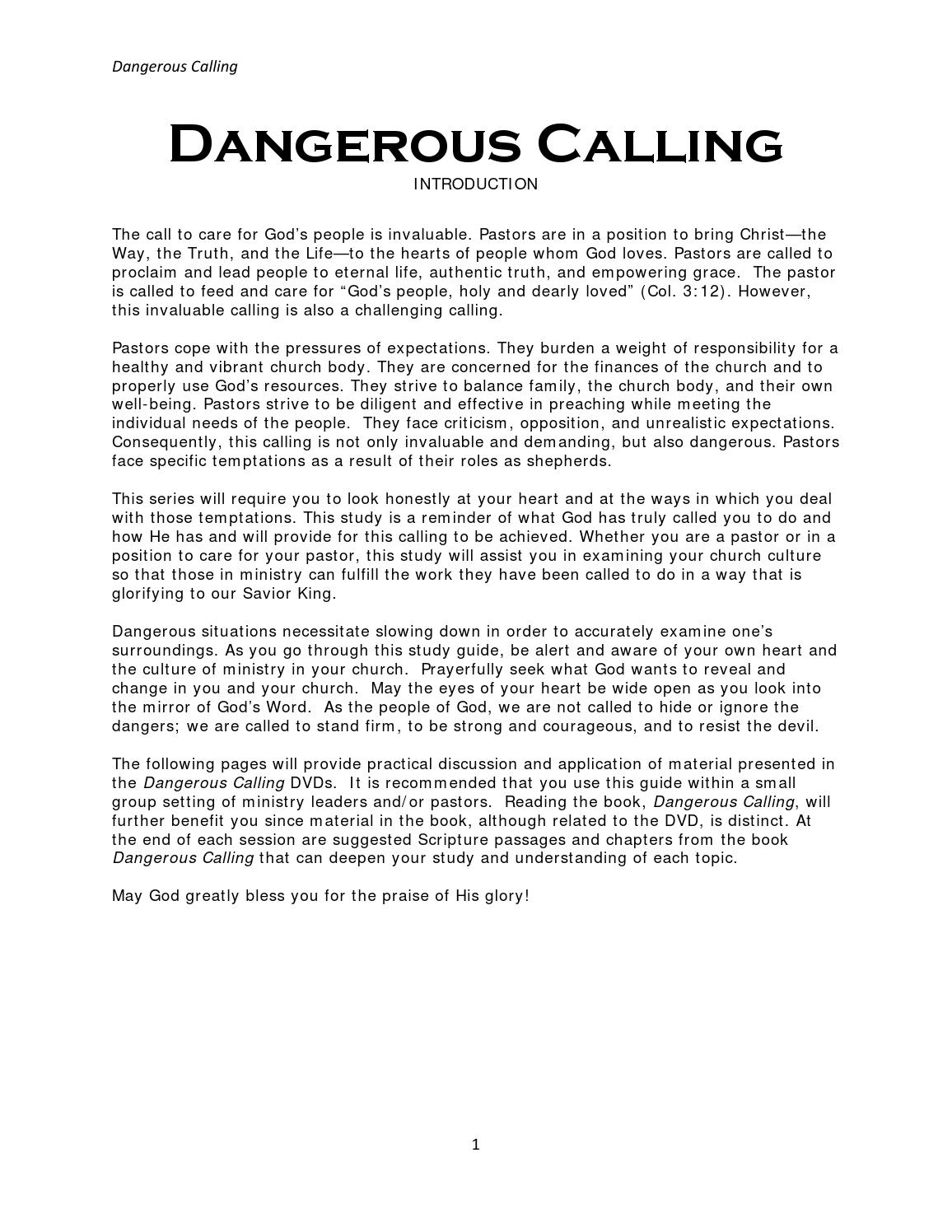 Dangerous Calling | Paul Tripp Discussion Guide by Paul Tripp ...