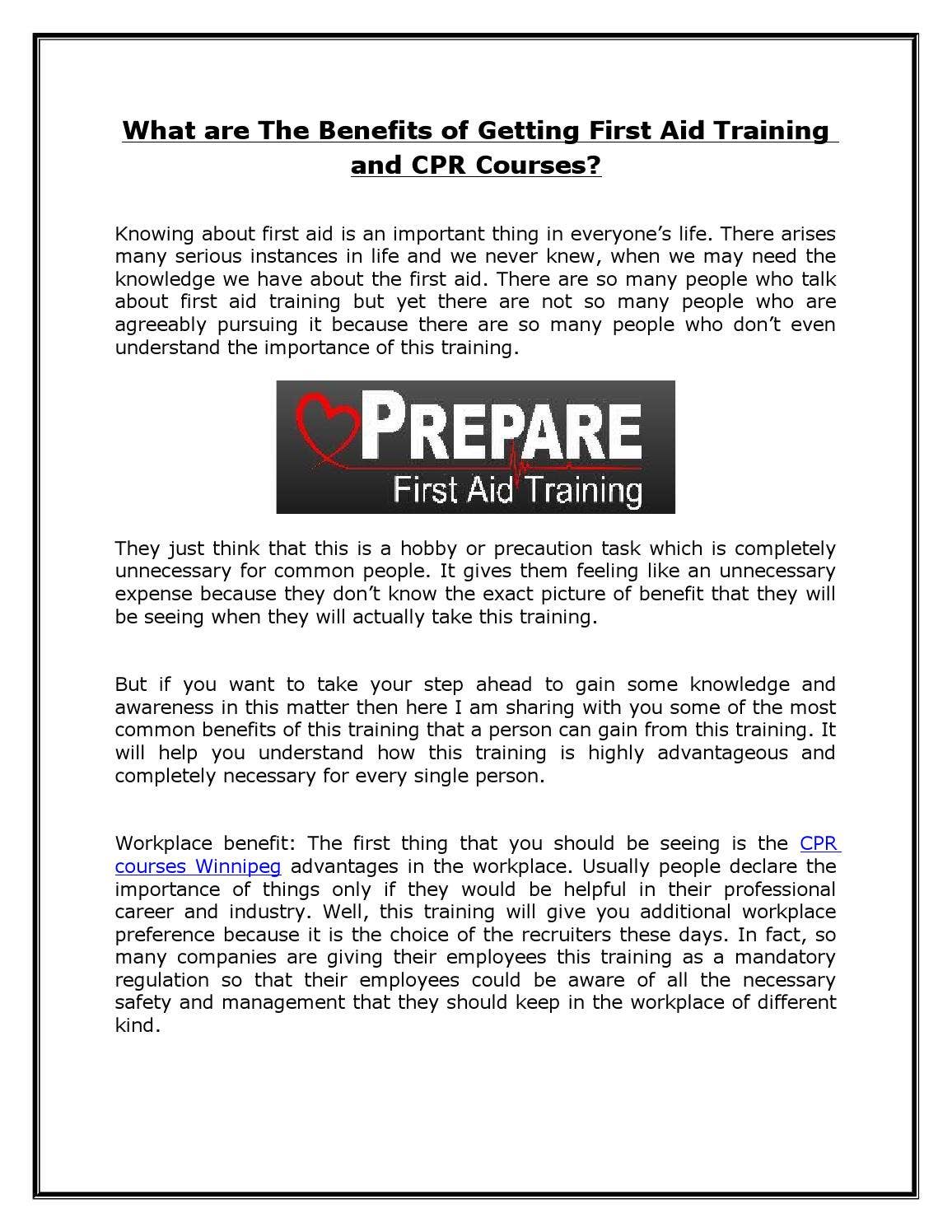 What are the benefits of getting first aid training and cpr courses by ...