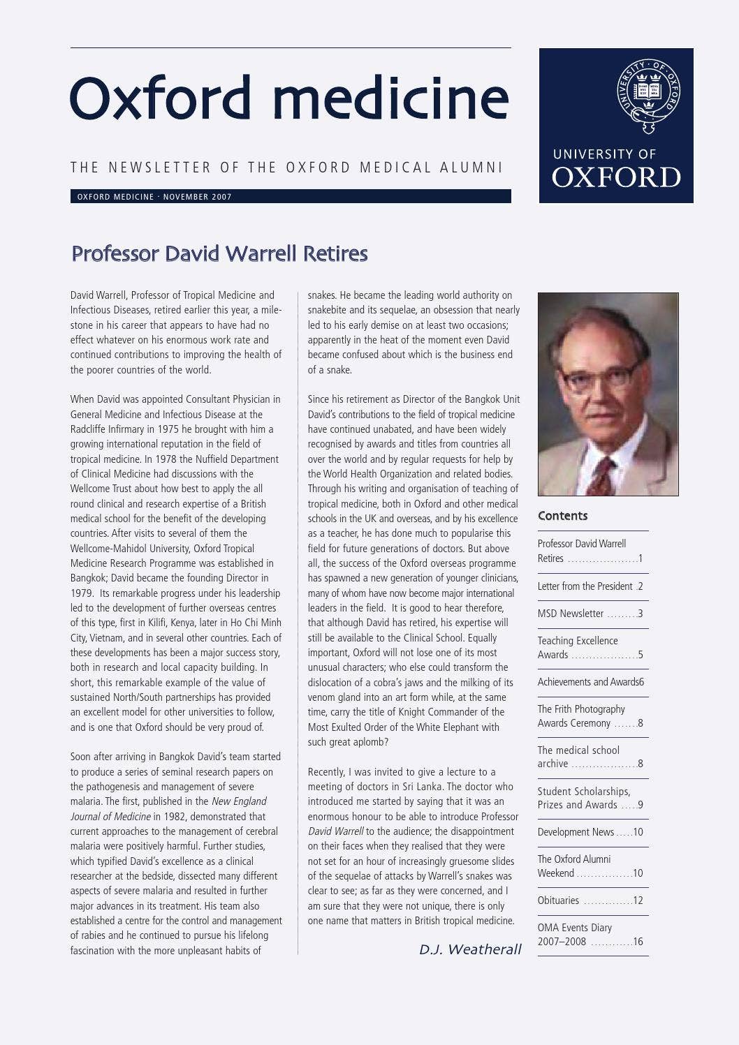 Oxford Medicine February 2007 by Oxford Medical Alumni - Issuu
