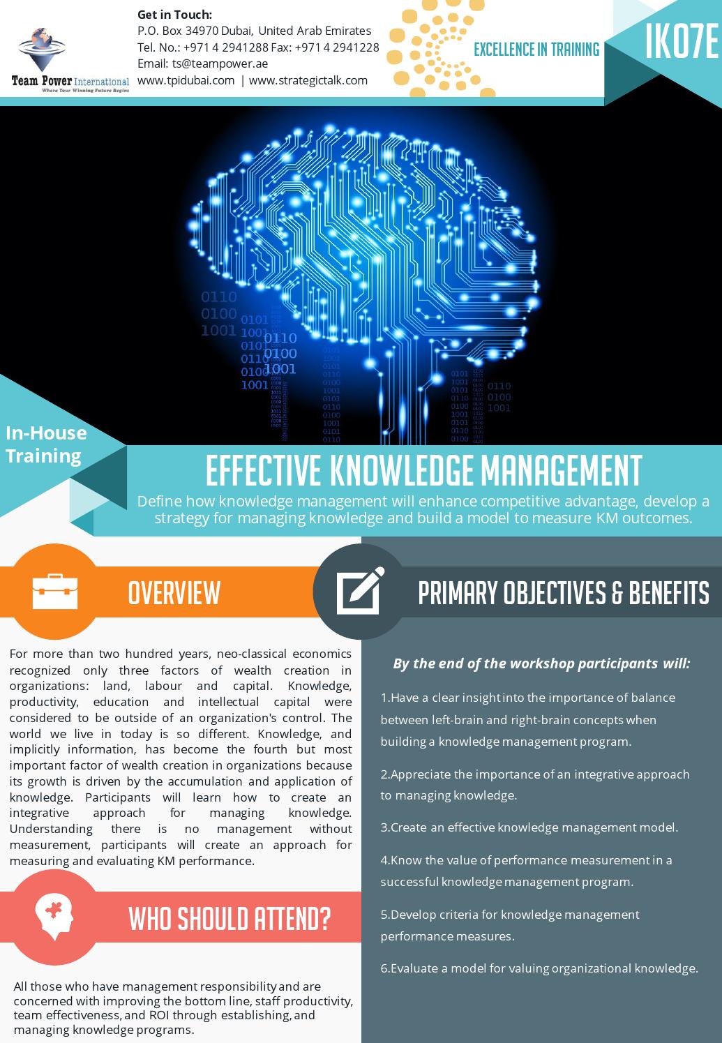 Effective Knowledge Management In-house Training by Team Power ...