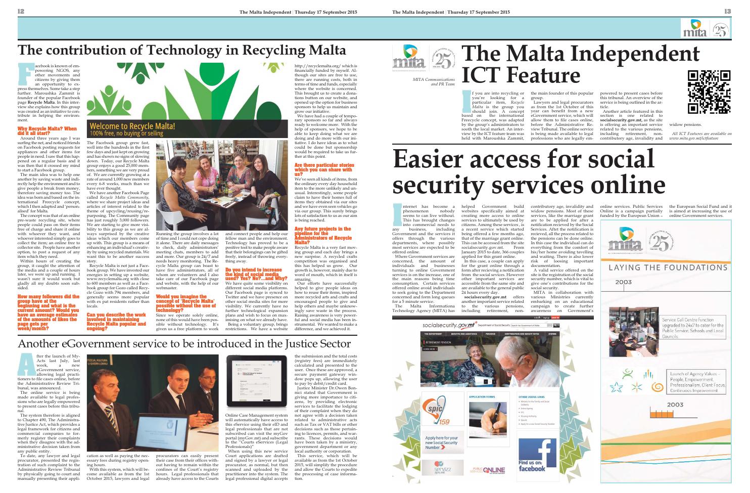 The Malta Independent MITA Feature 17th September 2015 by MITA - Issuu