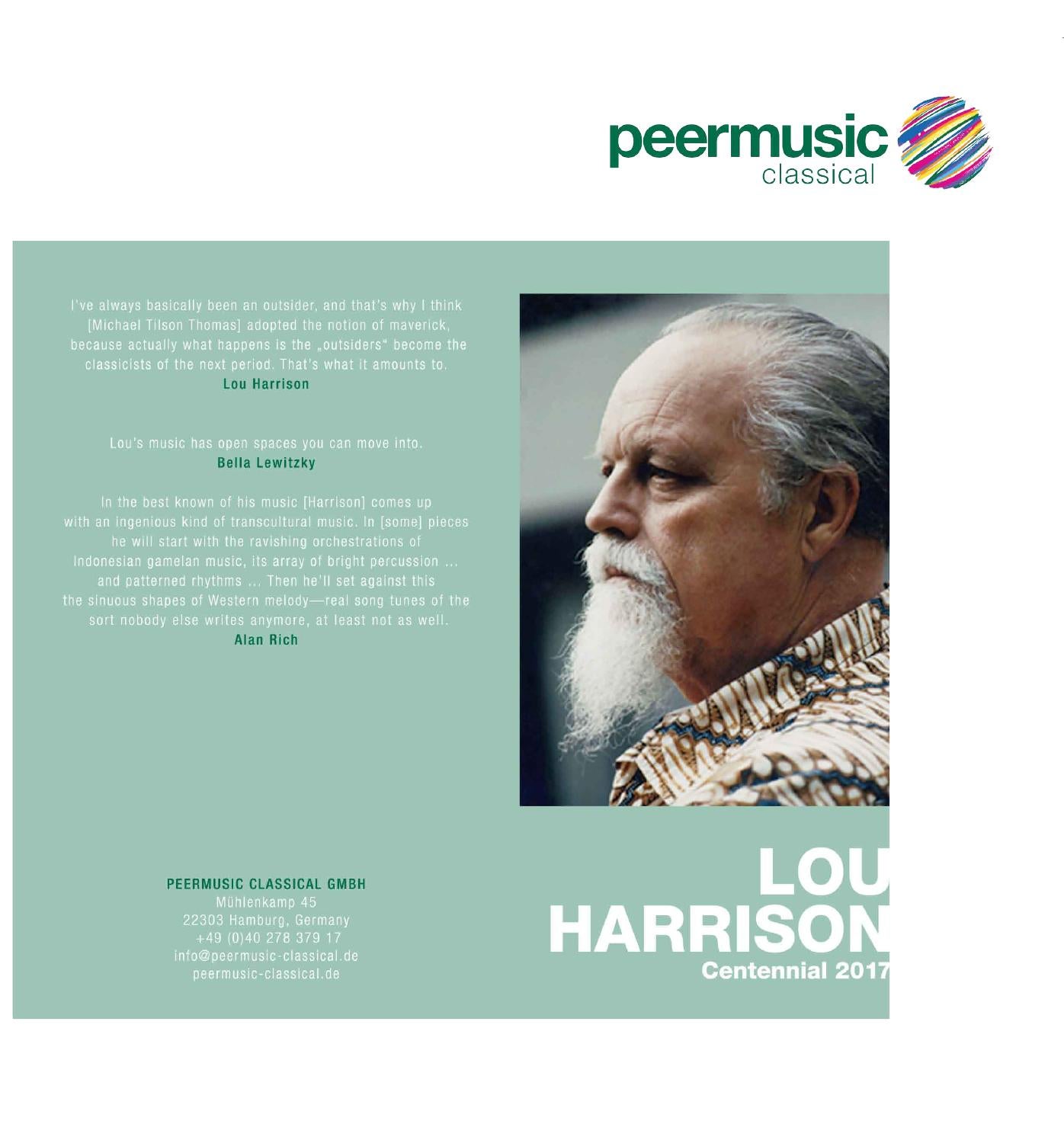 Lou Harrison Centennial 2017 by Peermusic Classical - Issuu