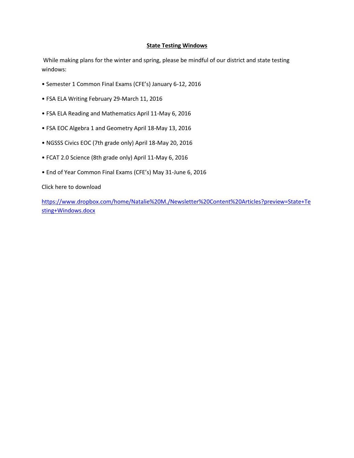 State Testing Dates by Academy Publishing, Inc. - Issuu