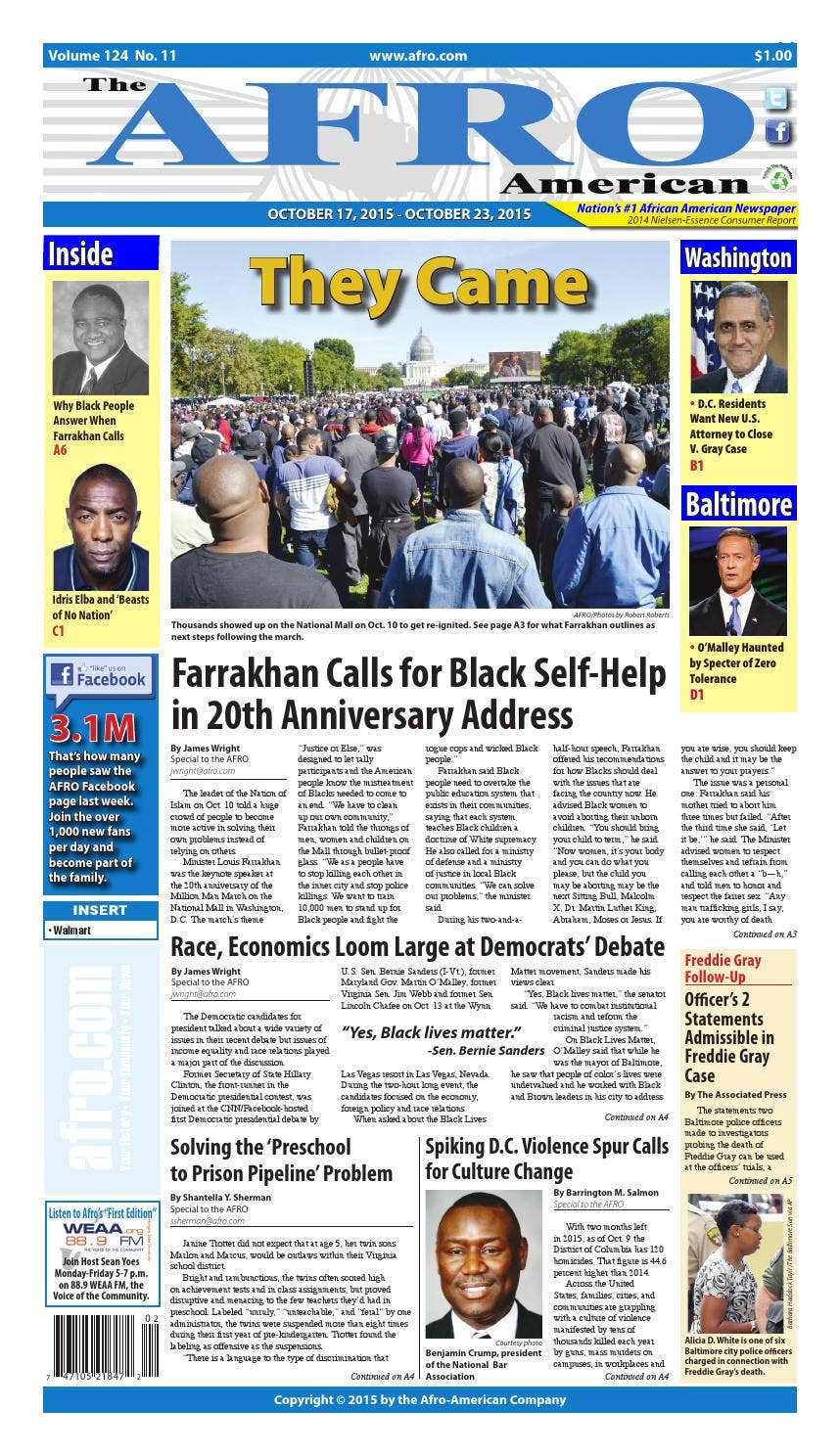 Washington Baltimore Afro-American Newspaper October 17 2015 by AFRO ...