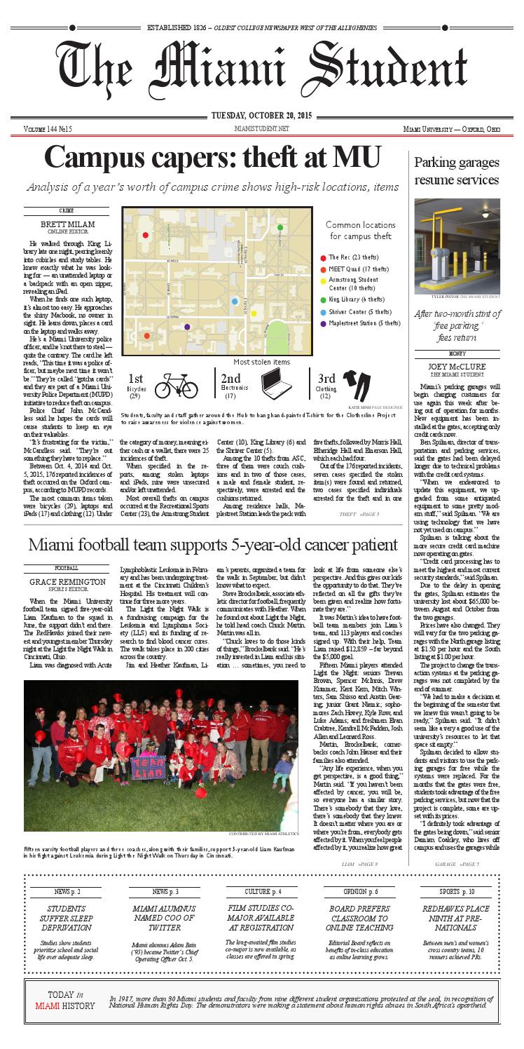 October 20, 2015 | The Miami Student by The Miami Student - Issuu