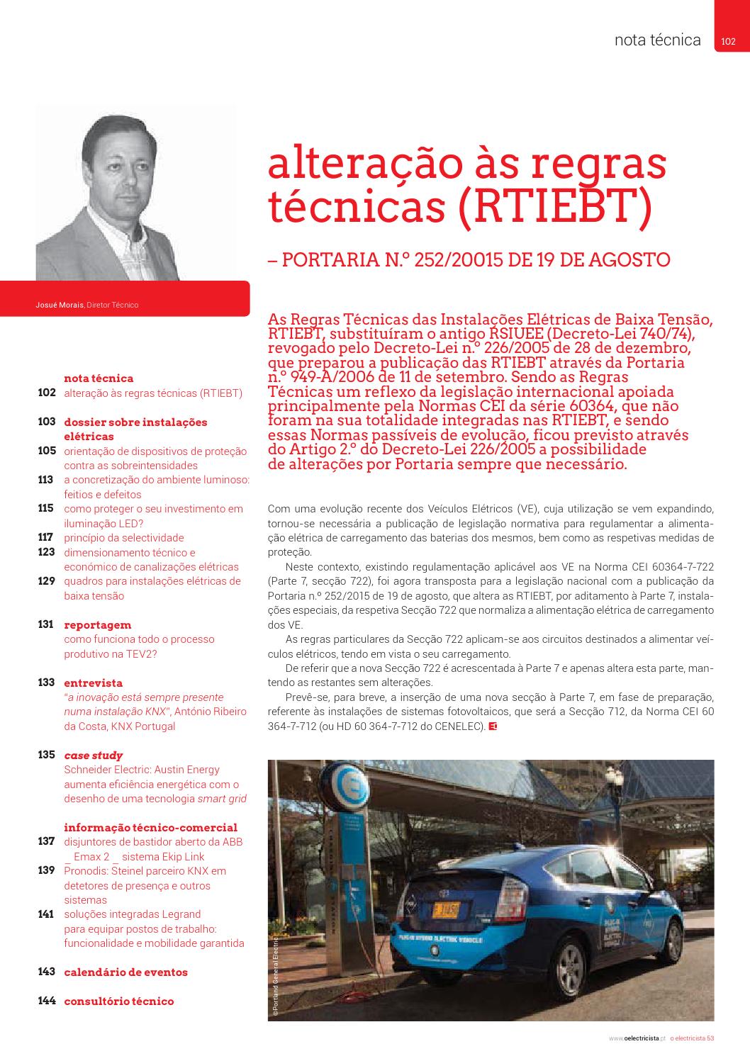 Alteração às regras técnicas (RTIEBT) – PORTARIA N.º 252/20015 DE 19 DE ...