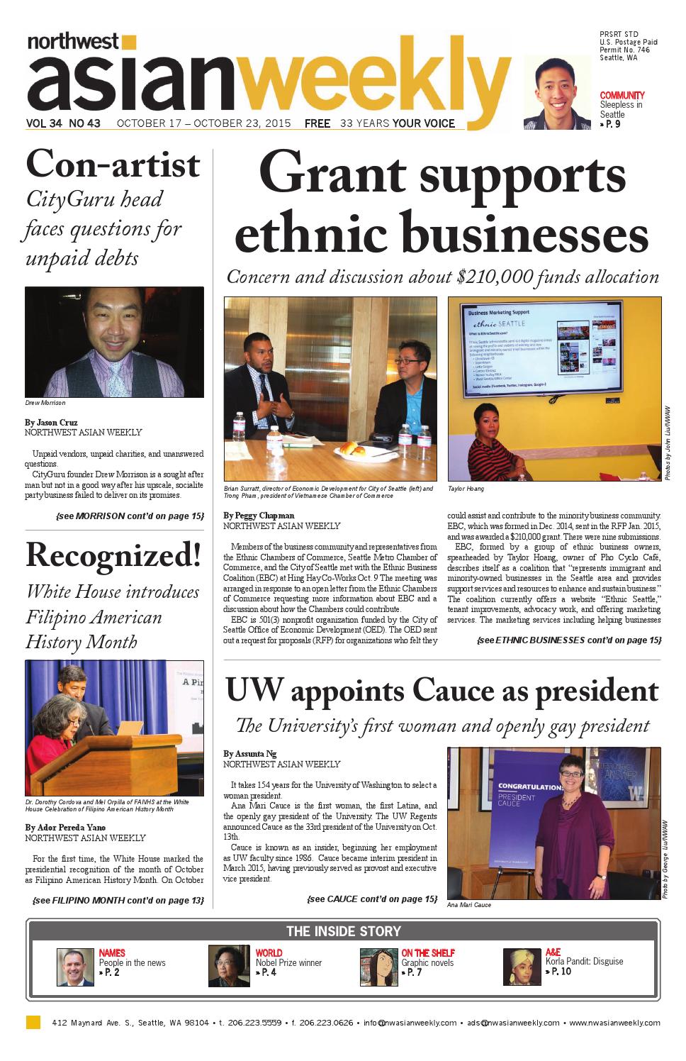 VOL 34 NO 43 | OCTOBER 17 – OCTOBER 23, 2015 by Northwest Asian Weekly ...