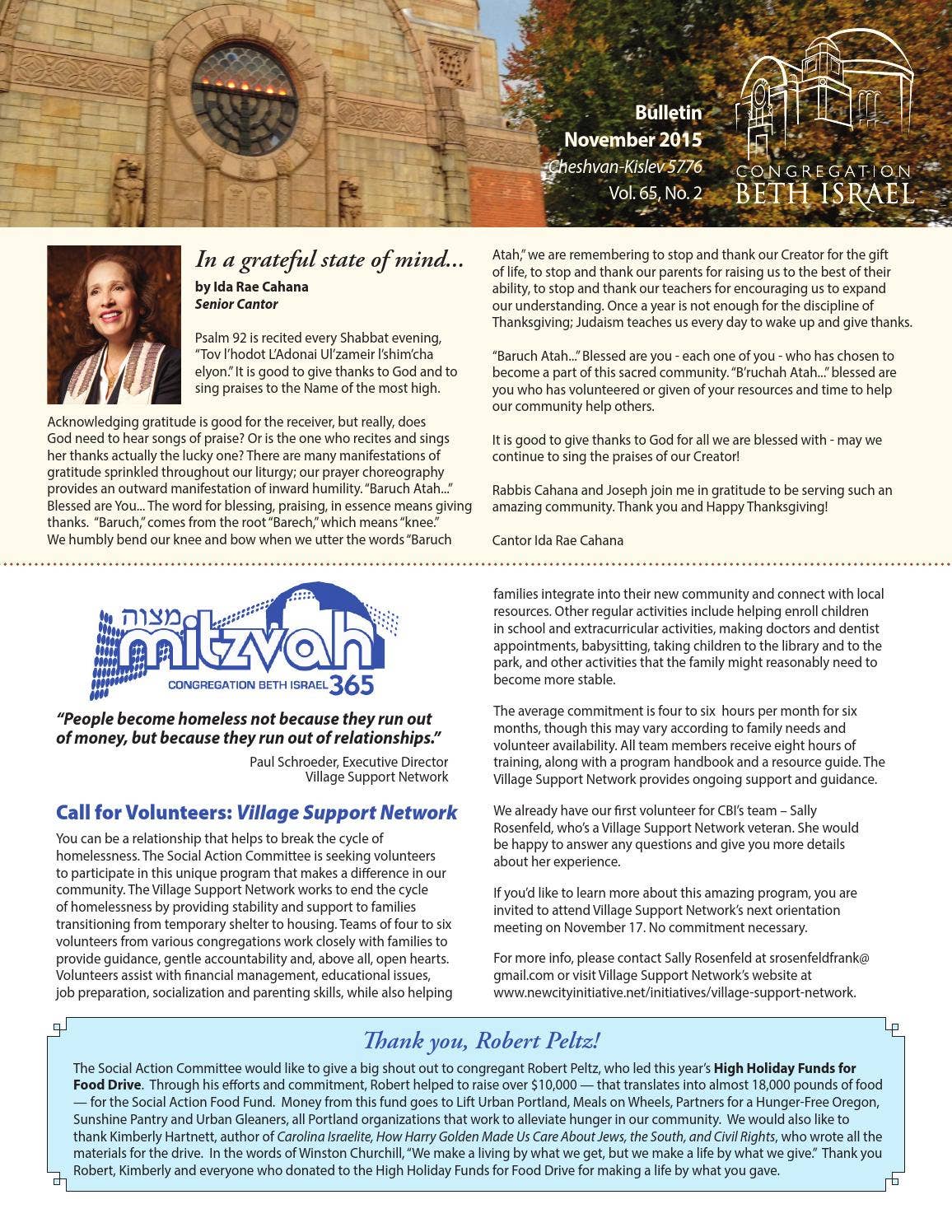 November 2015 Bulletin - Congregation Beth Israel, Portland Oregon by ...