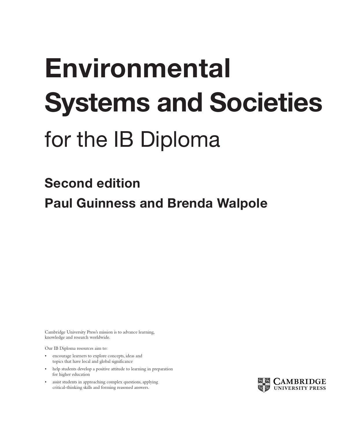 Preview Environmental Systems and Societies for the IB Diploma (second ...