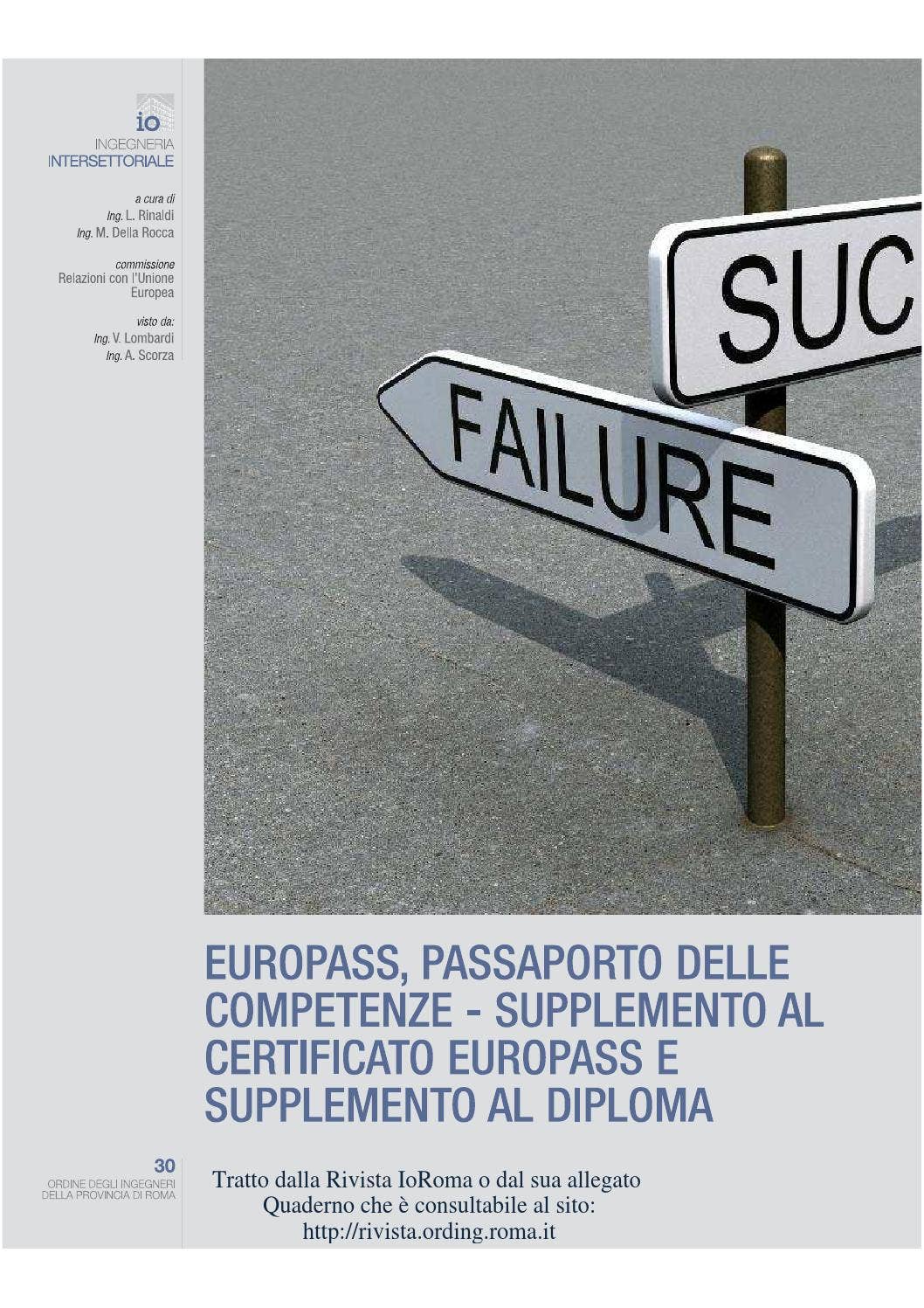 EUROPASS, PASSAPORTO DELLE COMPETENZE - SUPPLEMENTO AL CERTIFICATO ...