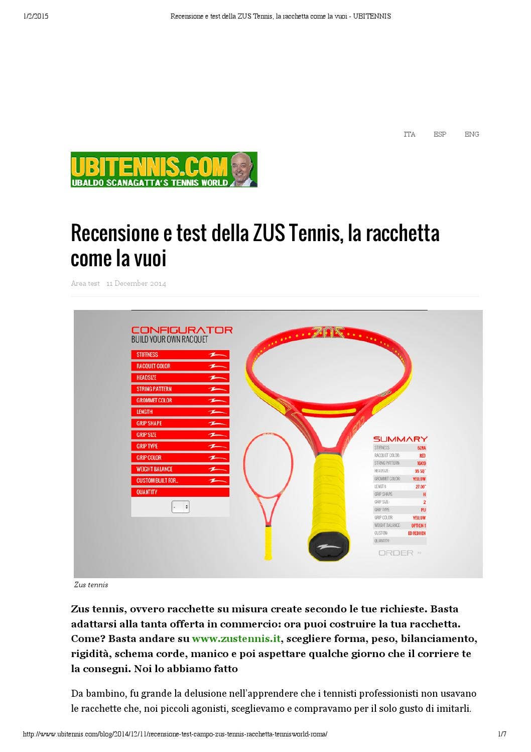 Ubi Tennis parla di ZUS by Tennis World - Issuu