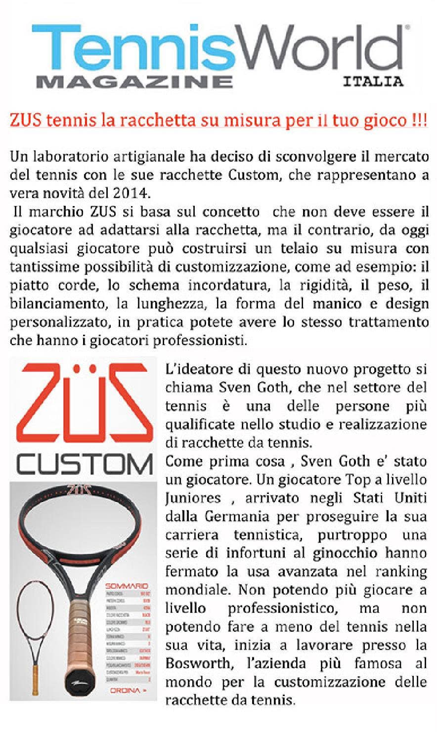 Tennis World Italia scrive di ZUS by Tennis World - Issuu