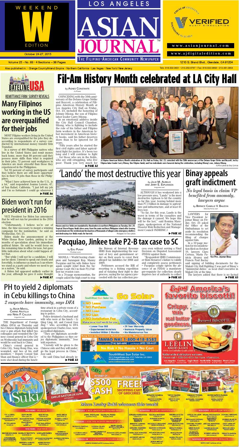 LA Weekend Edition -- October 24 -- 27, 2015 by Asian Journal Community ...