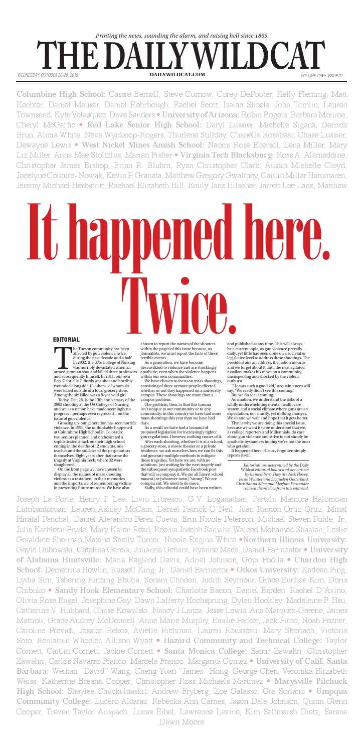 The Daily Wildcat - Gun Violence issue 10.28.15 by Arizona Daily ...