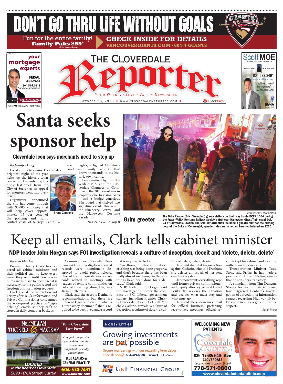 Cloverdale Reporter, October 28, 2015 by Black Press Media Group - Issuu