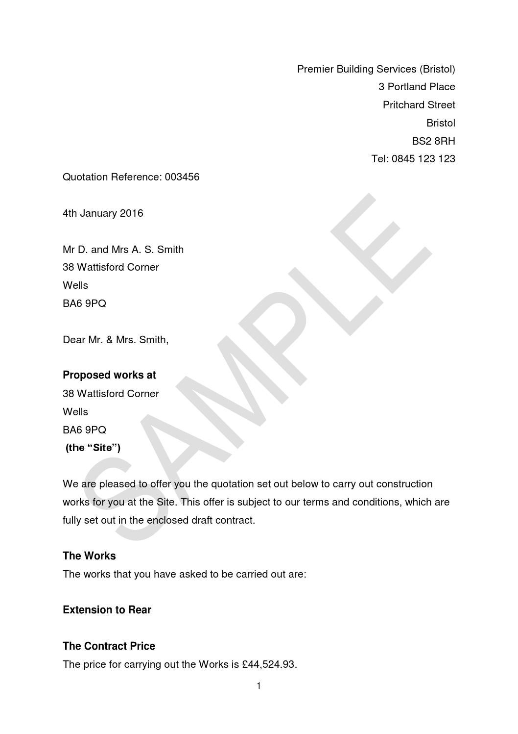 Small Works Contract Sample by HBXL ESTIMATING SERVICE - Issuu