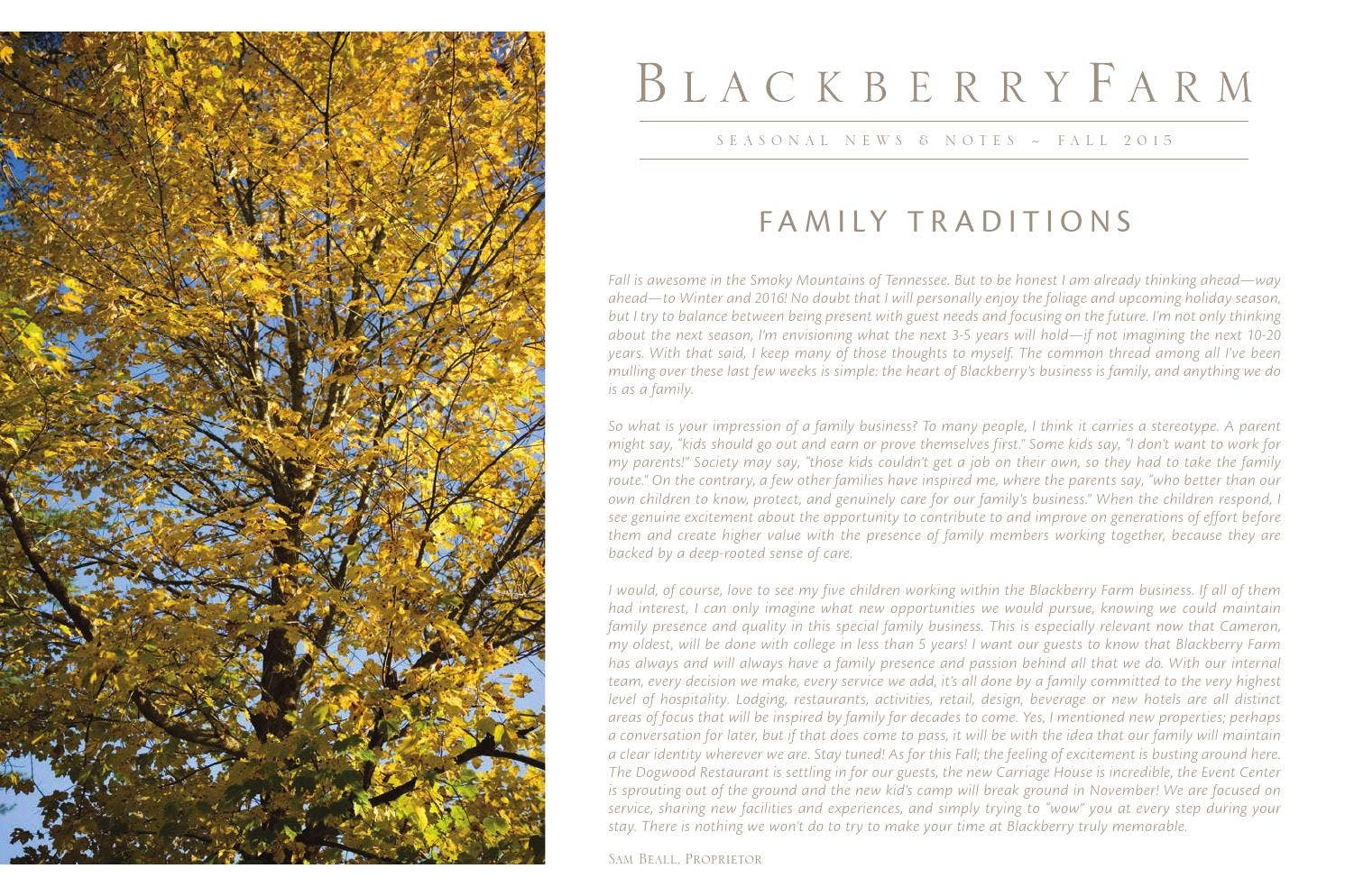 Blackberry Farm Fall Newsletter 2015 by Blackberry Farm - Issuu