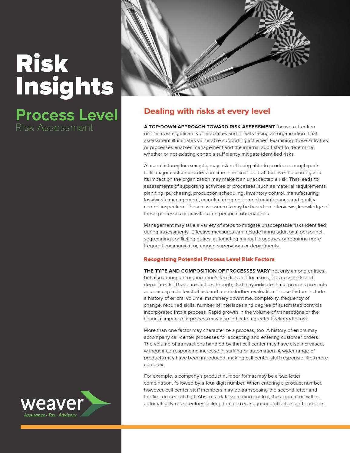 Risk Insights - Process Level Risk Assessment by Weaver - Issuu