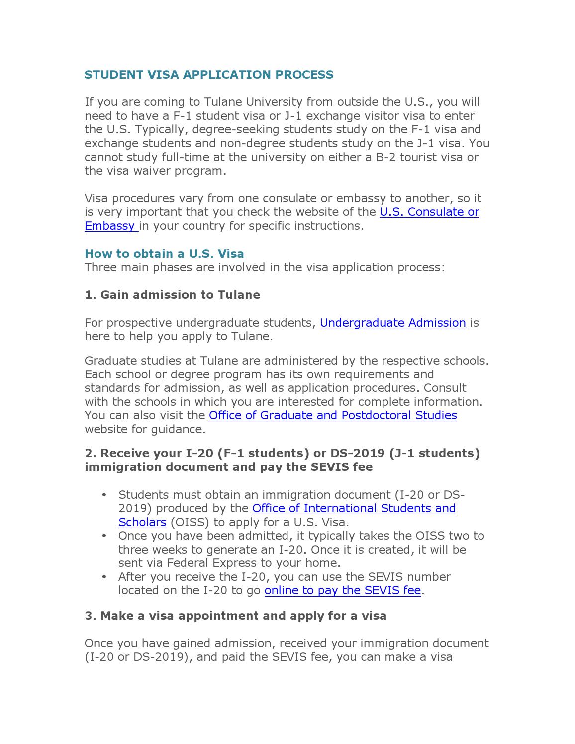 Student visa application process by Tulane University - Issuu