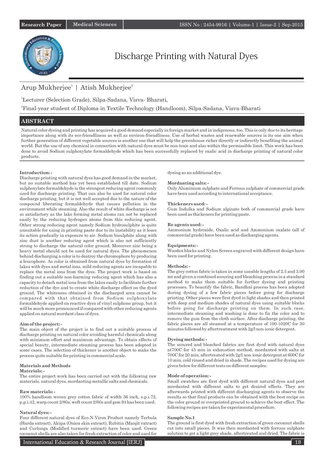 Discharge Printing with Natural Dyes by International Education and ...